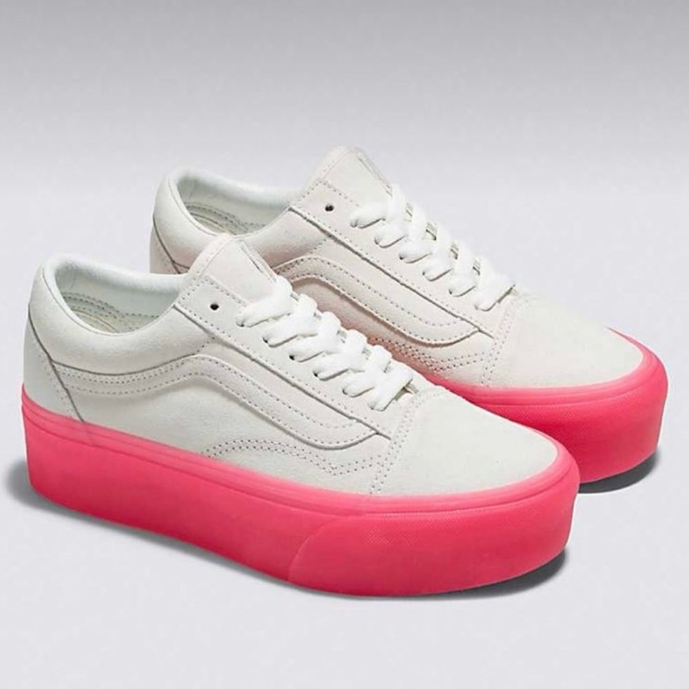 Vans Old Skool Platform Skate Sneaker Pink White Sued… - Gem